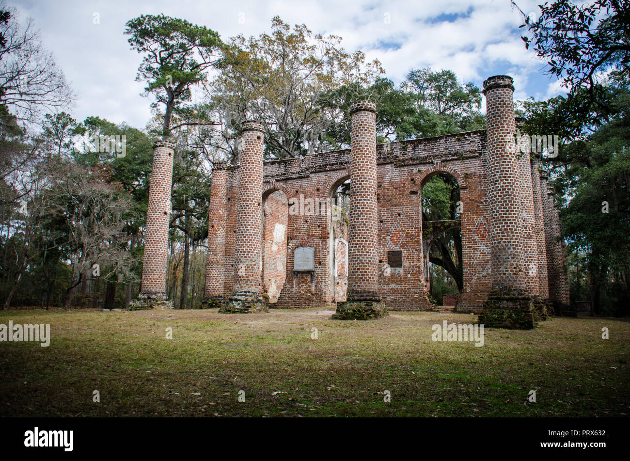 Old Sheldon Church ruins in Yemassee South Carolina, church is from the ...