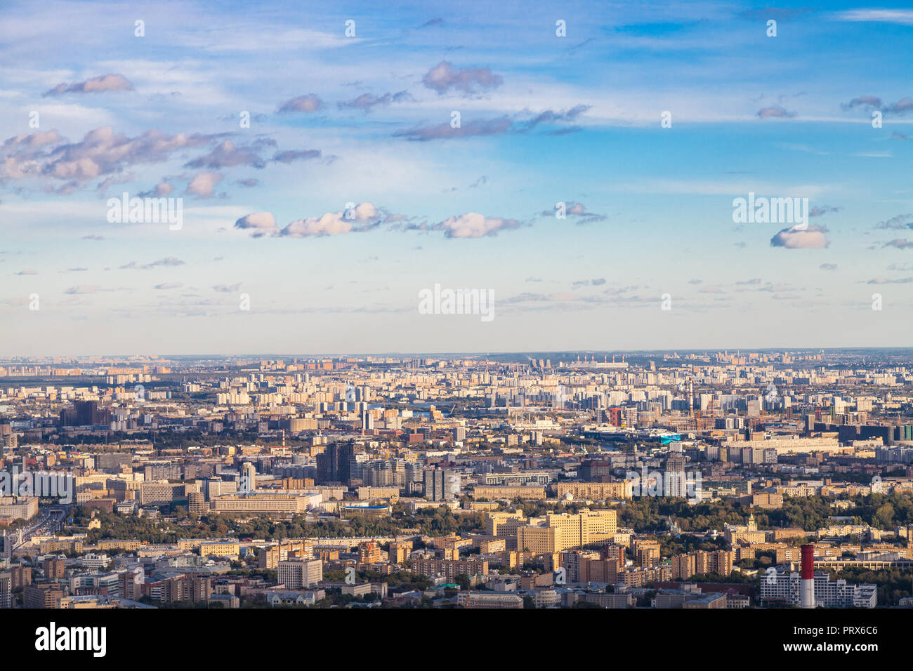 above view of east of Moscow from observation deck at the top of OKO ...