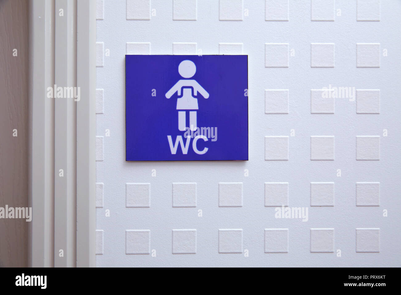Restroom sign on a toilet door. WC Toilet icons set. Women WC signs for ...