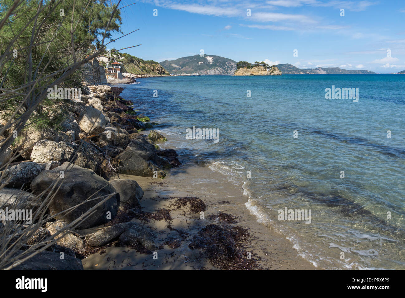 Amazing seascape of koukla beach, Zakynthos island, Greece Stock Photo ...