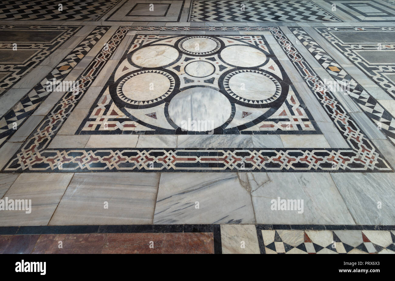 Marble floor decorated with geometrical patterns at Sultan al Ghuri ...
