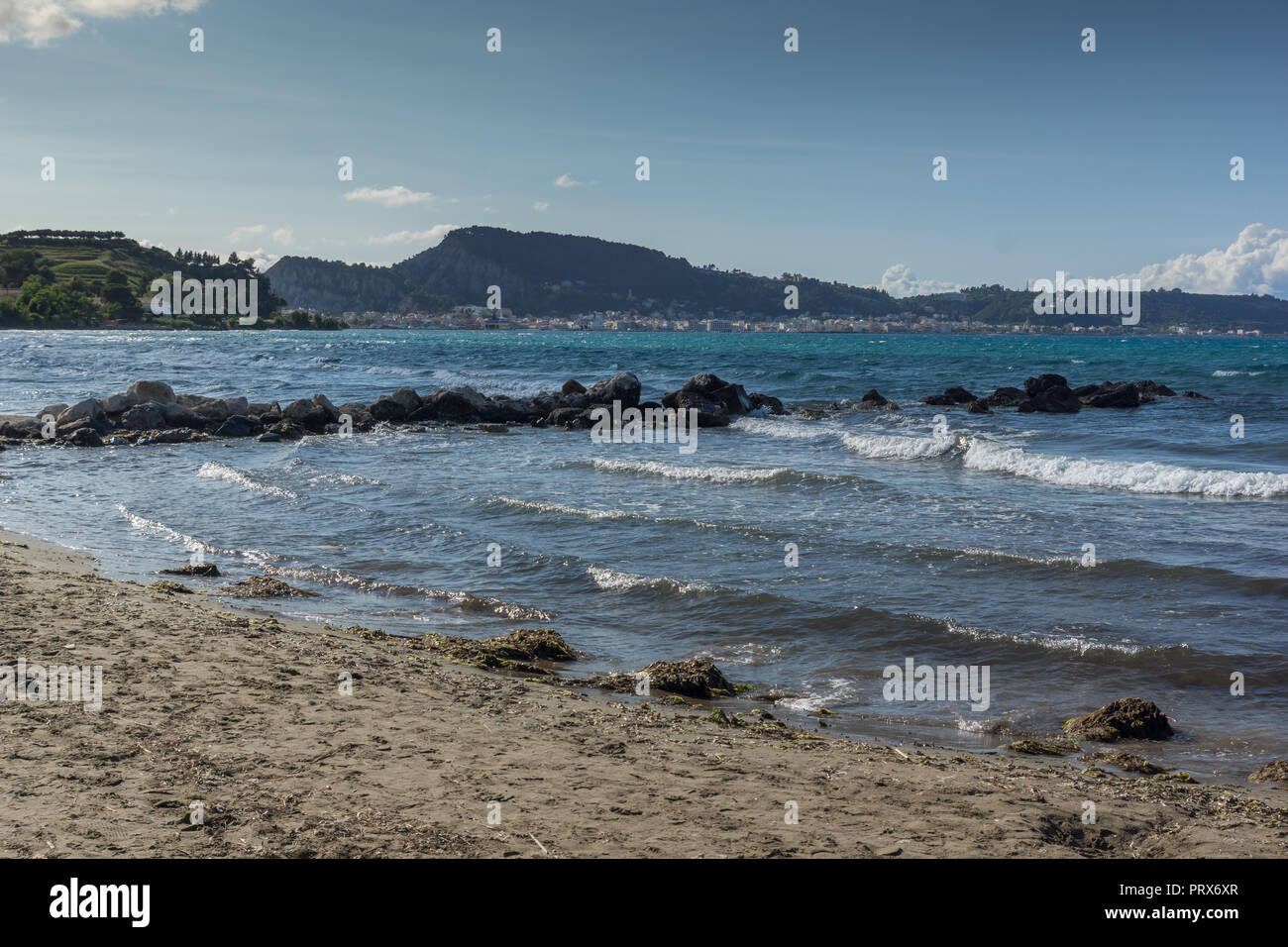 Panorama of Argassi beach, Zakynthos island, Greece Stock Photo - Alamy