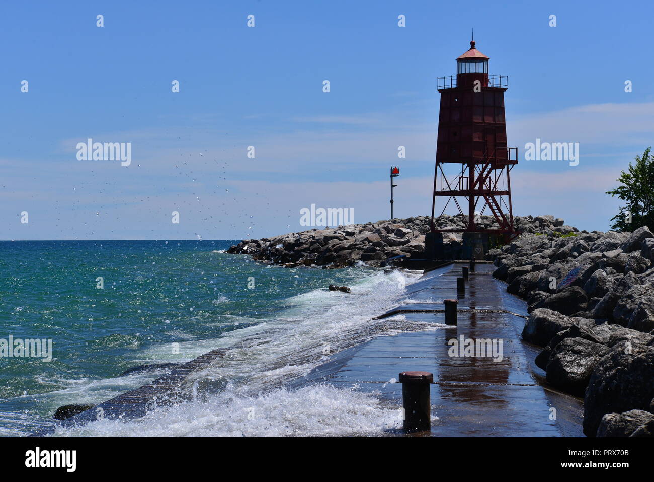 The old out of service harbor marker at Racine Wisconsin Stock Photo ...