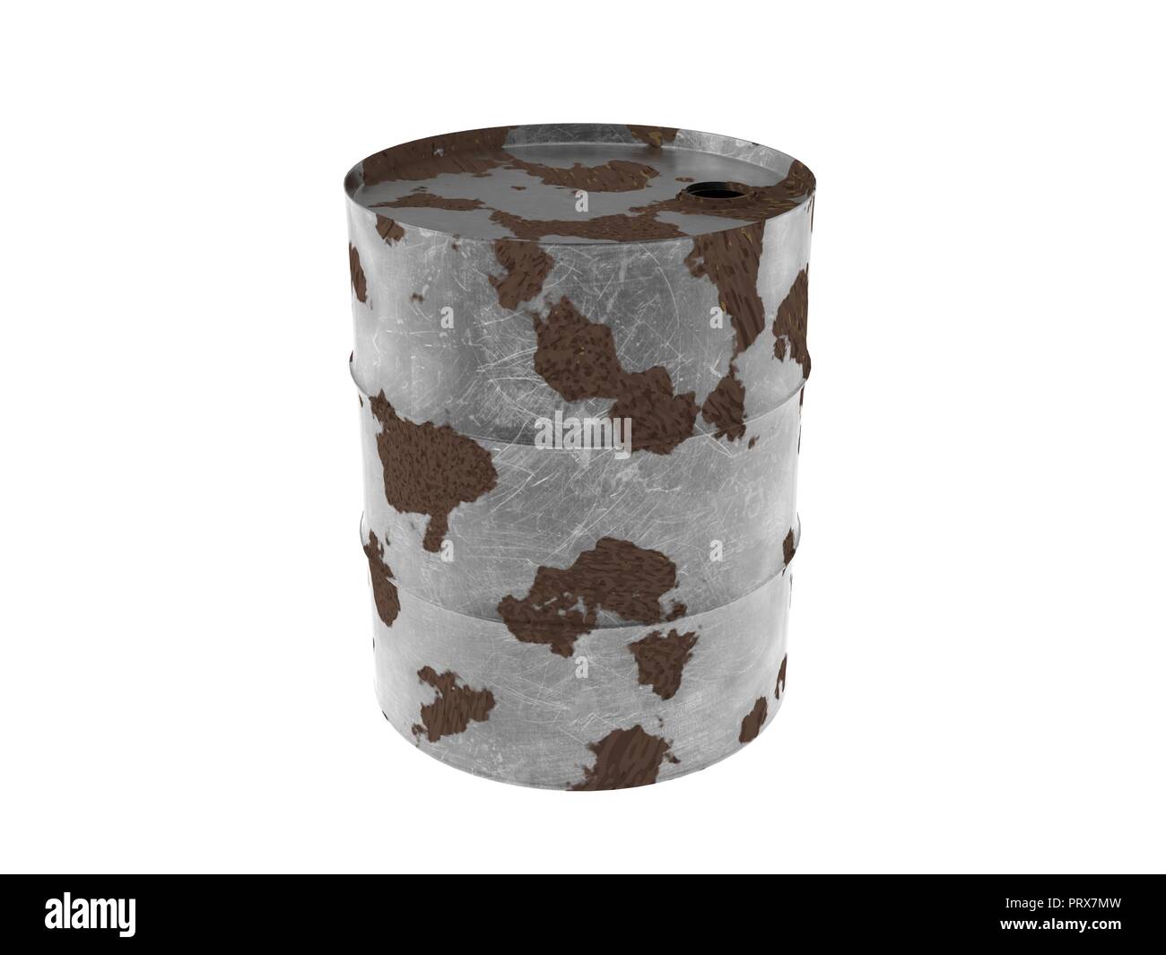 Metal Industrial Oil Barrel 3D rendering Isolated on white Stock Photo ...