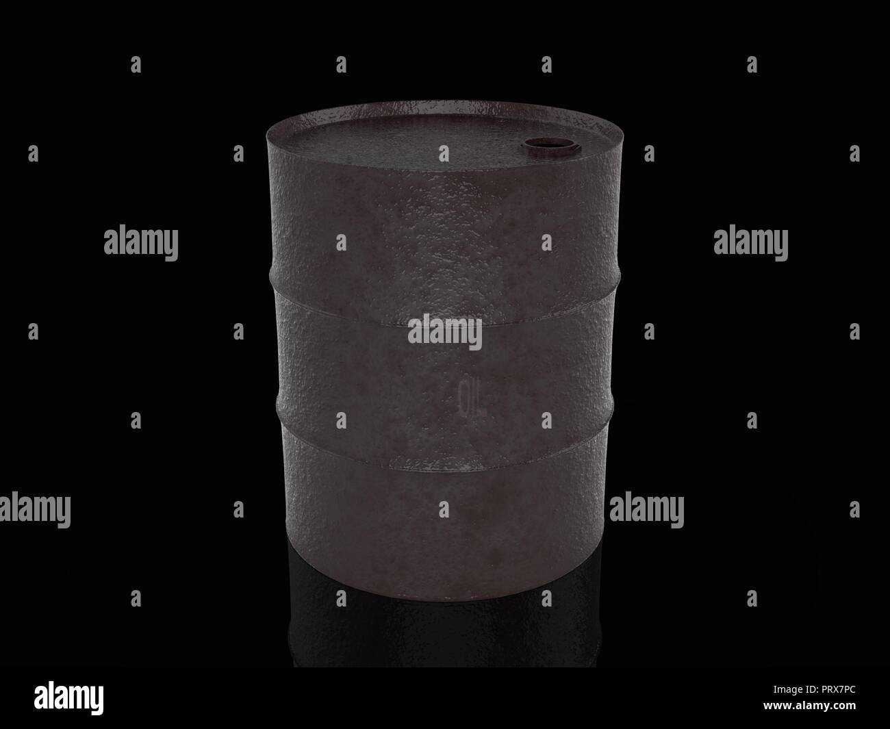 Metal Industrial Oil Barrel 3D rendering Isolated on black Stock Photo ...