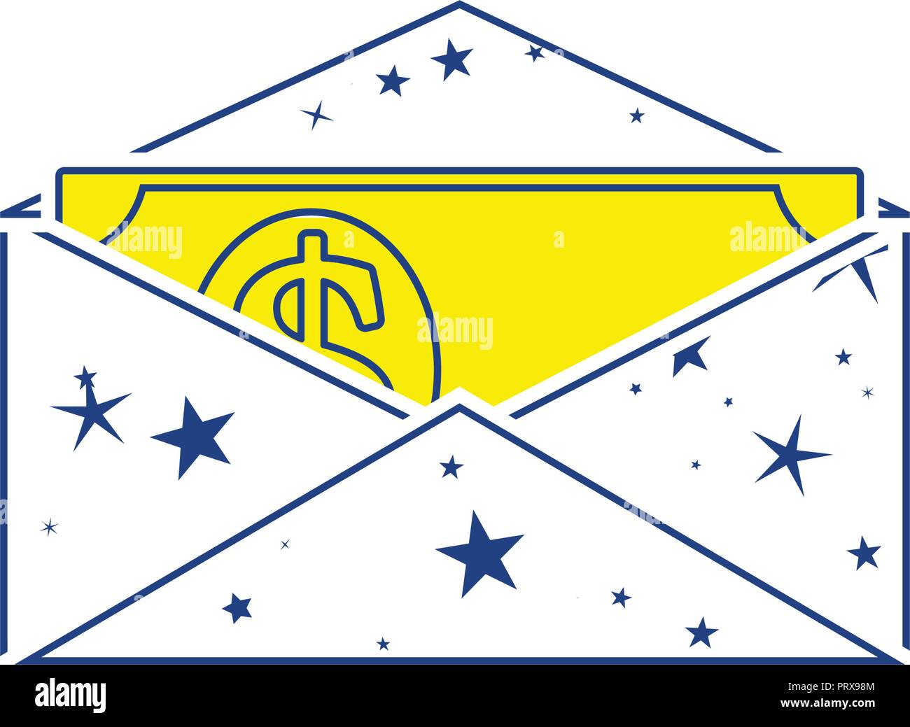 Birthday gift envelop icon with money . Thin line design. Vector ...