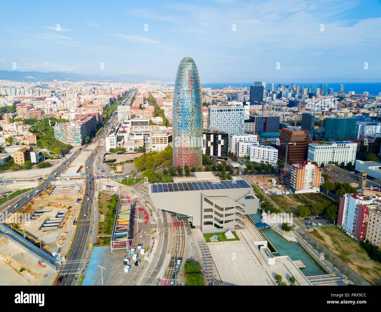 Barcelona aerial panoramic view. Barcelona is the capital and largest ...