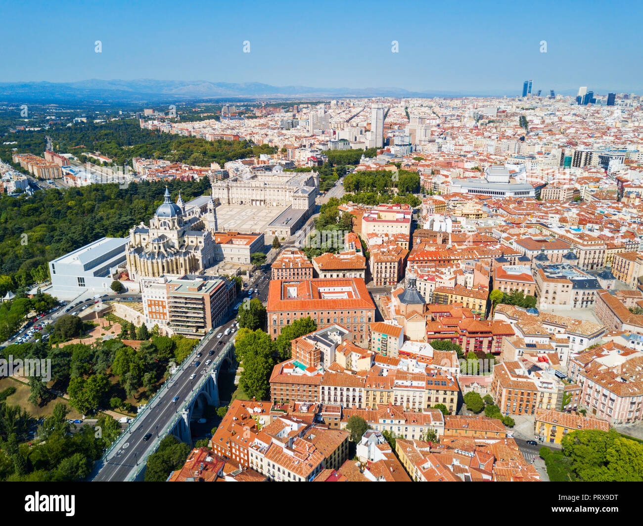 Spain Madrid Top View Madrid, Spain Aerial View Of City And Plaza