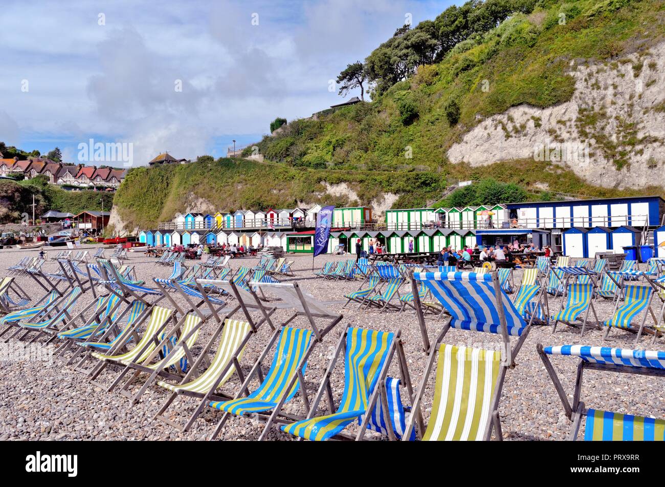 Beach huts beer devon uk hi-res stock photography and images - Alamy