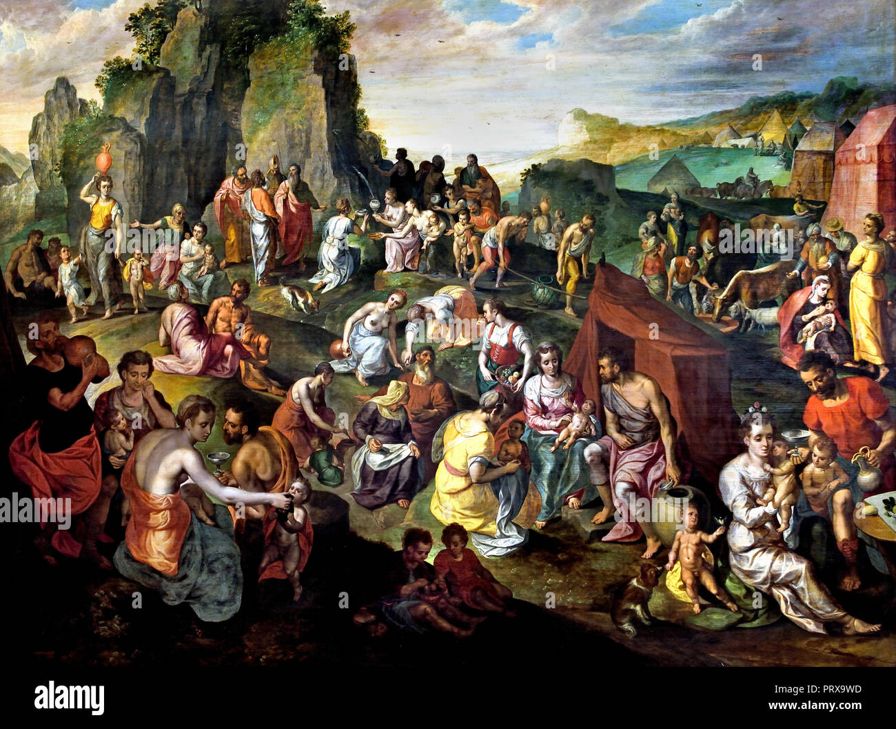 Moses Striking the Rock at Horeb 1560 Gillis Mostaert 1554-1598 Antwerp ...