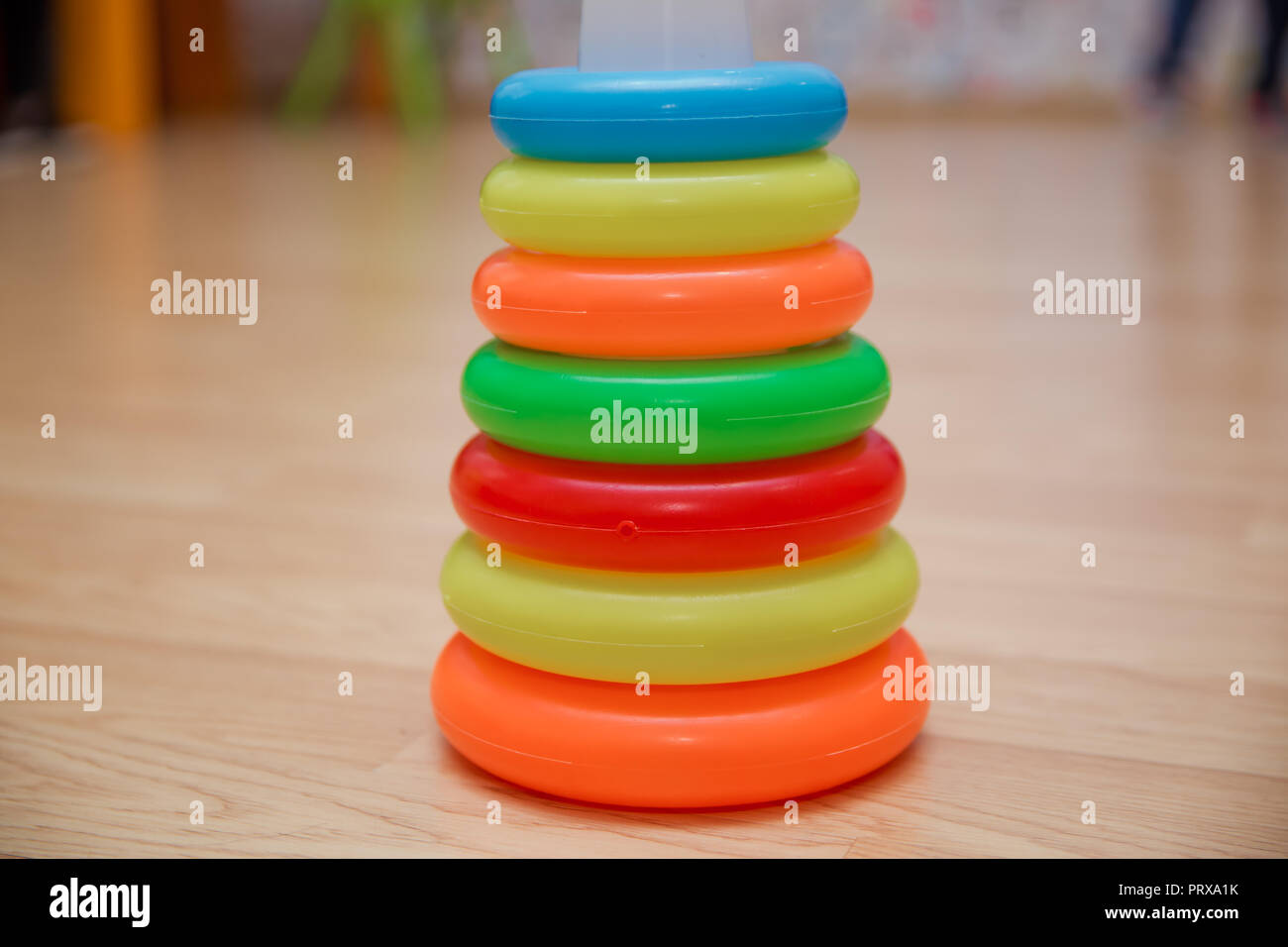 Colorful Pyramid of Stacked Circular Blocks . Pyramid build from ...