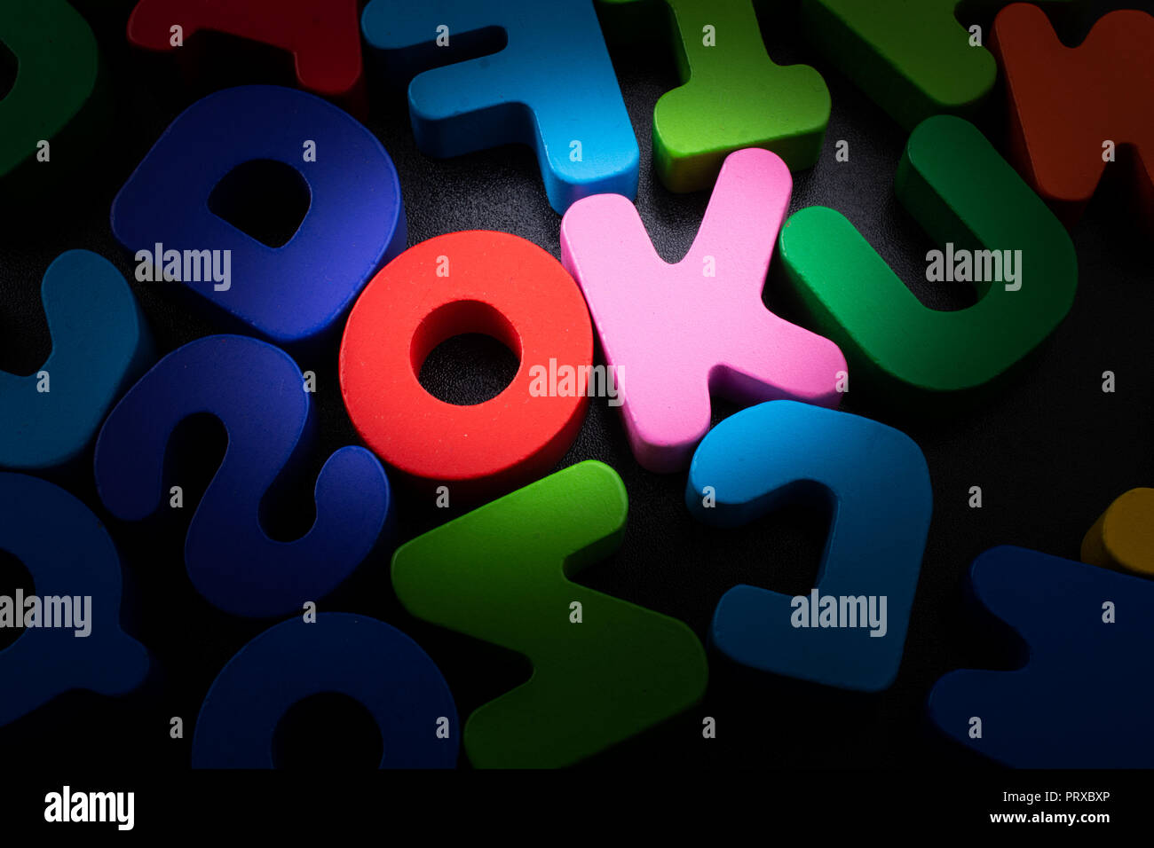 the word OK written with colorful letter blocks Stock Photo - Alamy
