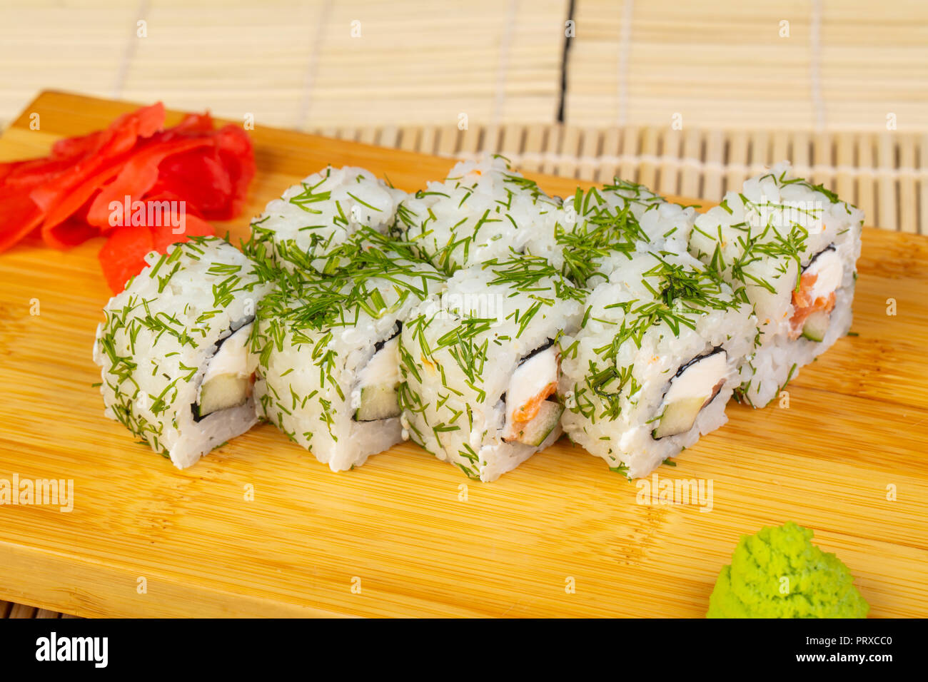 Tasty "green river" sushi rolls Stock Photo - Alamy