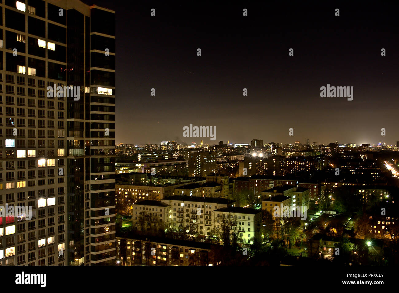 Aerial view of Moscow at night Stock Photo - Alamy