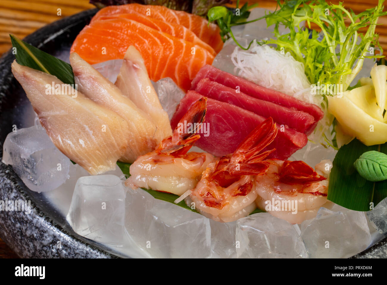 Japanese Sashimi set on ice Stock Photo - Alamy