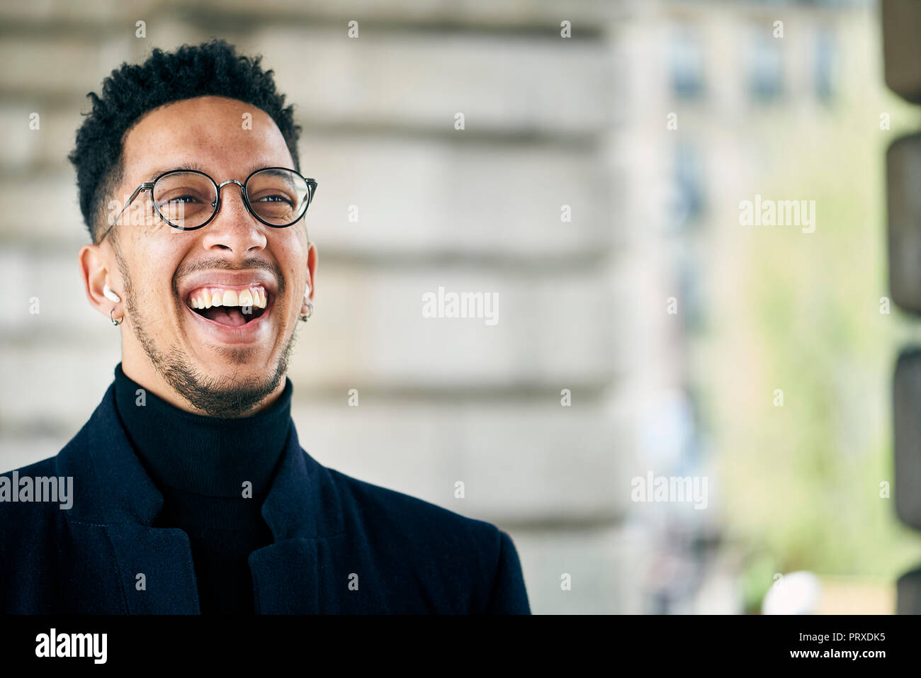 Close-up of businessman laughing Stock Photo - Alamy