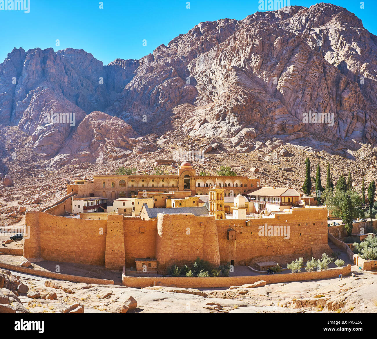 The medieval fortified monastery of St Catherine, located at the foot ...