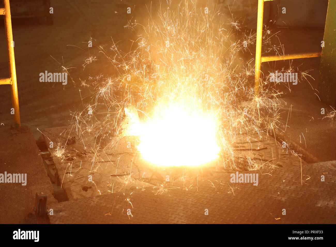 Molten metal in Induction Furnace for casting Iron manufacturing Stock ...