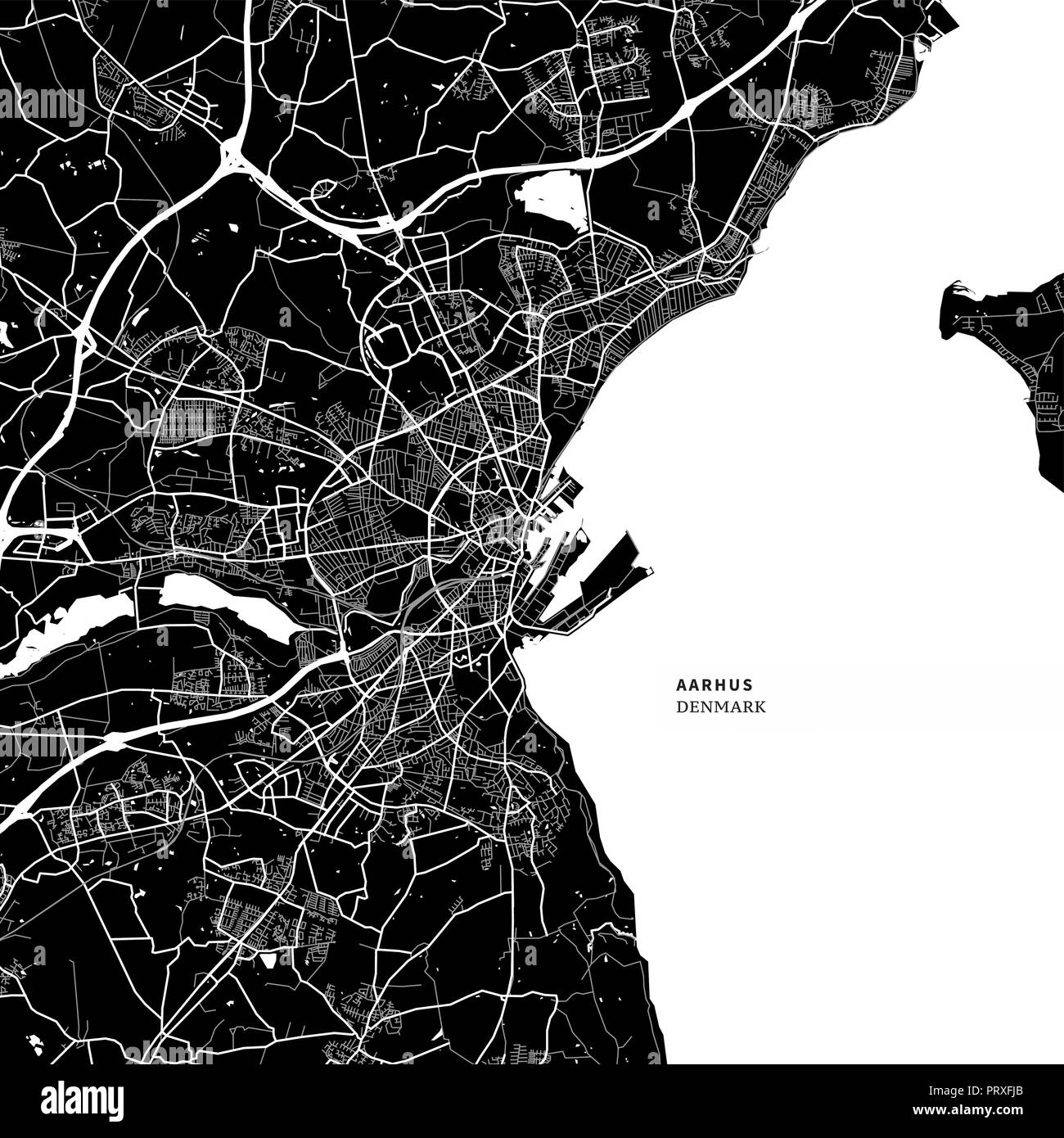 Area map of Aarhus, Denmark with typical urban landmarks like buildings ...