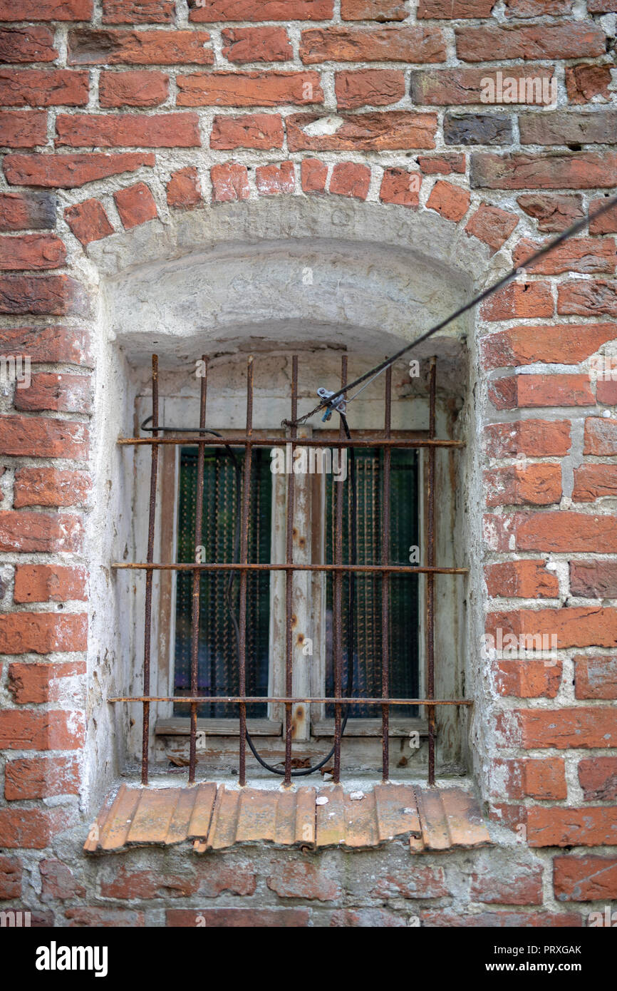 An old church in Central Europe. A religious building of red brick ...