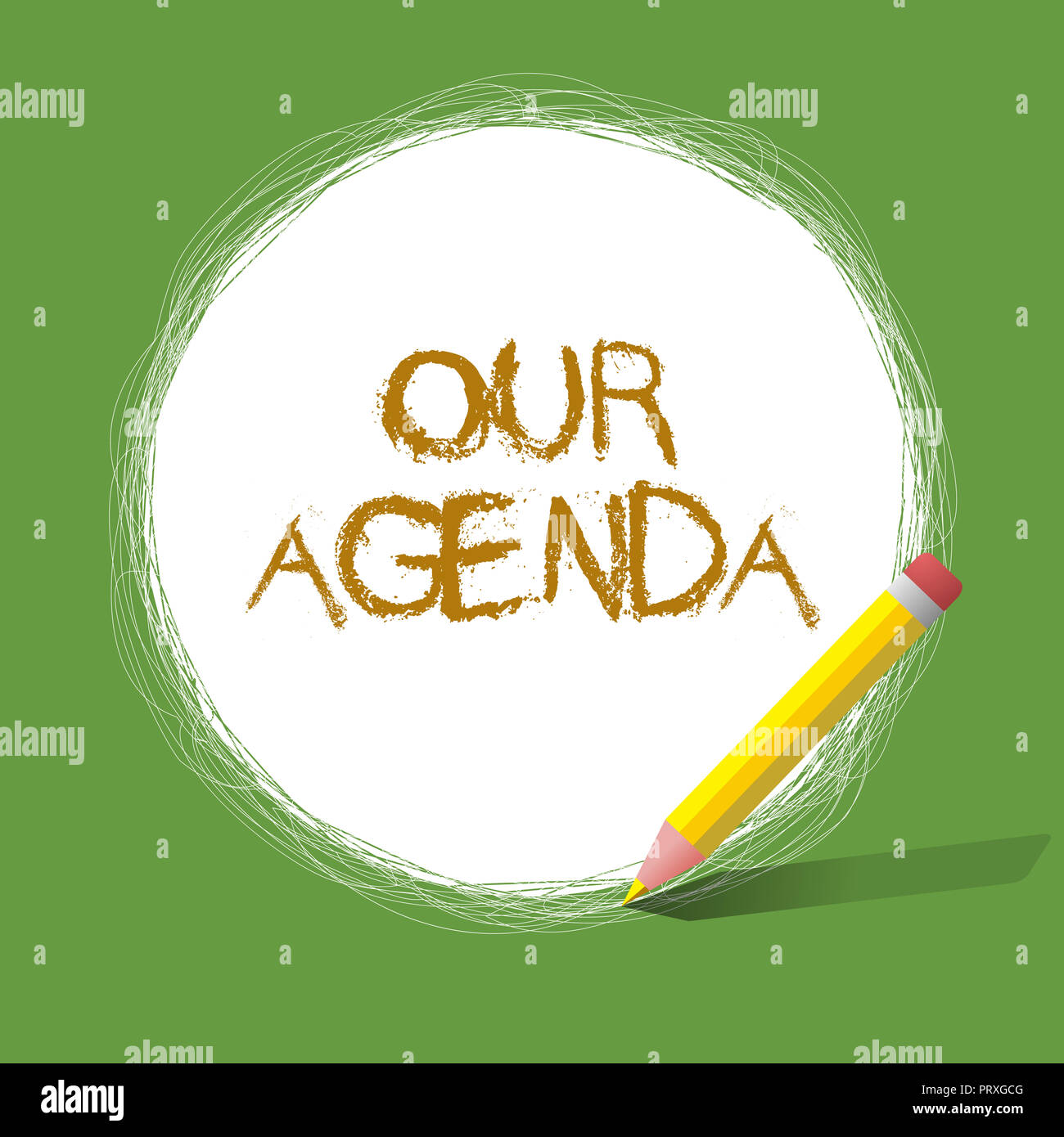 Handwriting text Our Agenda. Concept meaning Personal schedule ...