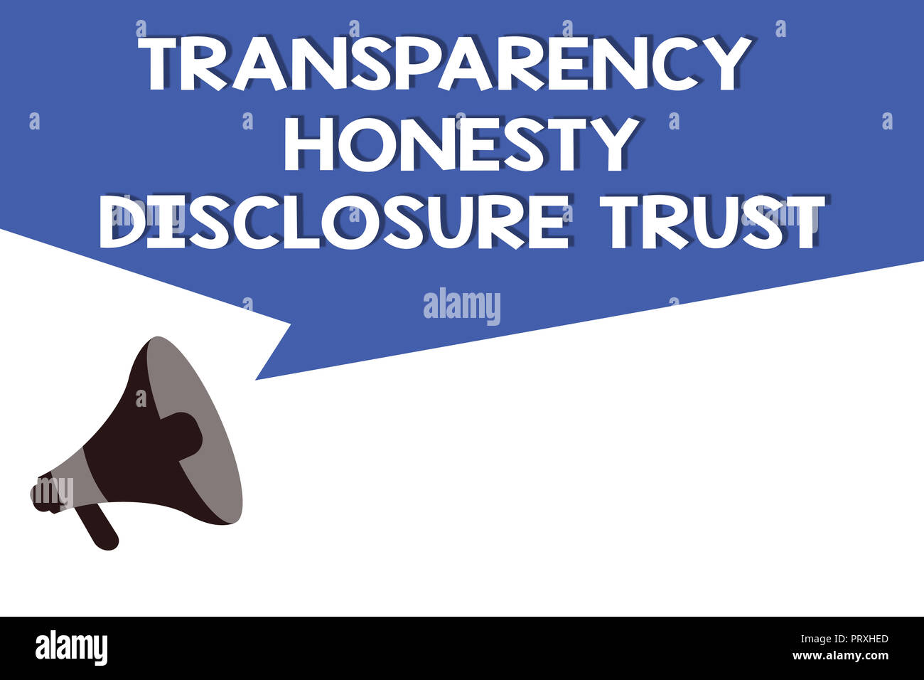 Handwriting text Transparency Honesty Disclosure Trust. Concept meaning ...