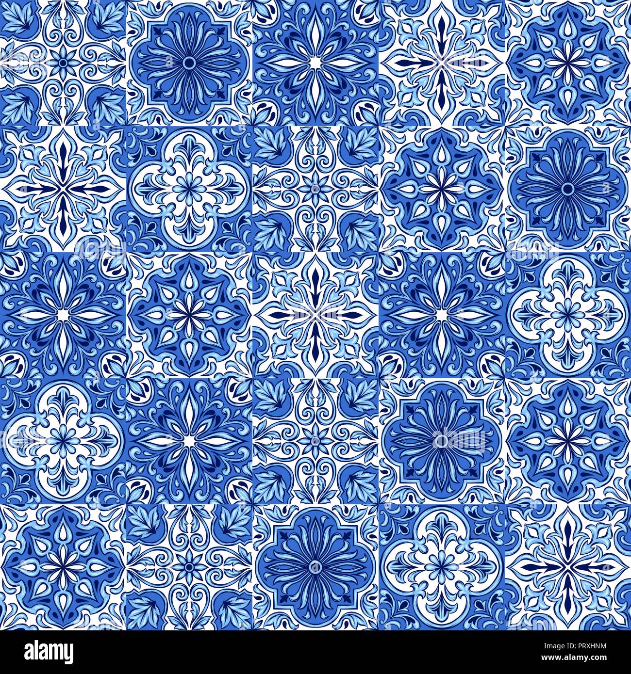 Portuguese azulejo ceramic tile pattern Stock Vector Image & Art - Alamy