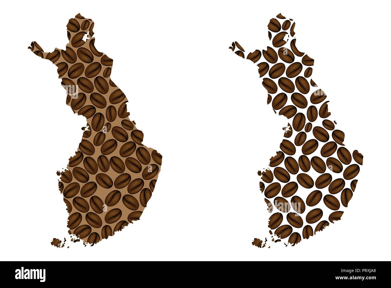 Finland - map of coffee bean, Republic of Finland map made of coffee ...