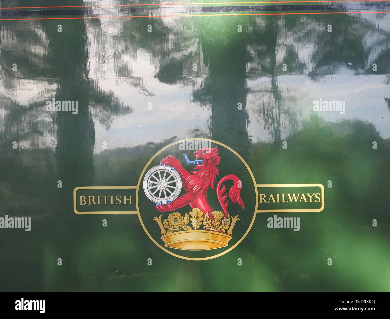 The lion & wheel British Railways emblem is shown against the shiny ...