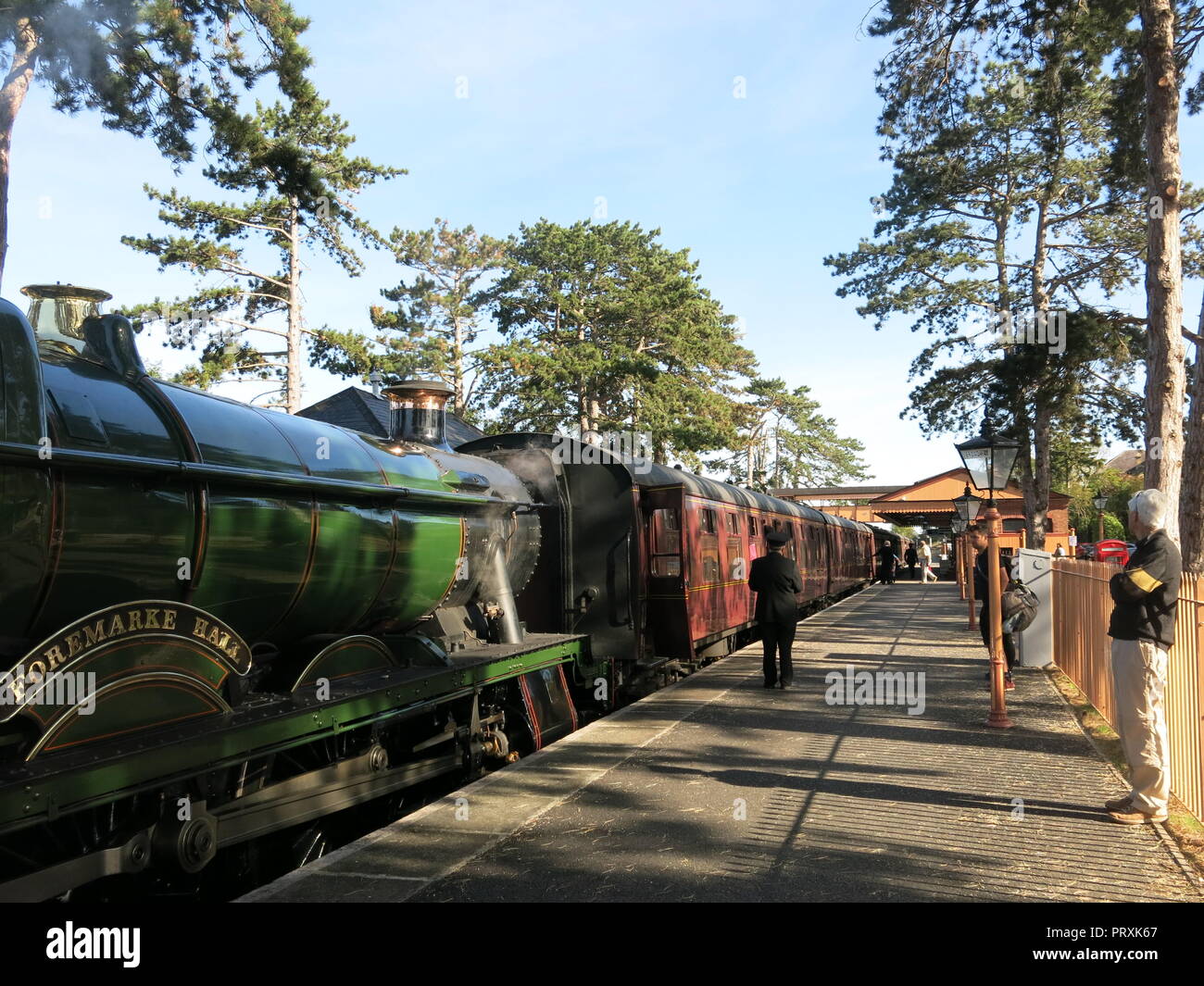Close-up of locomotive 7903, Foremarke Hall, in fine green livery at ...