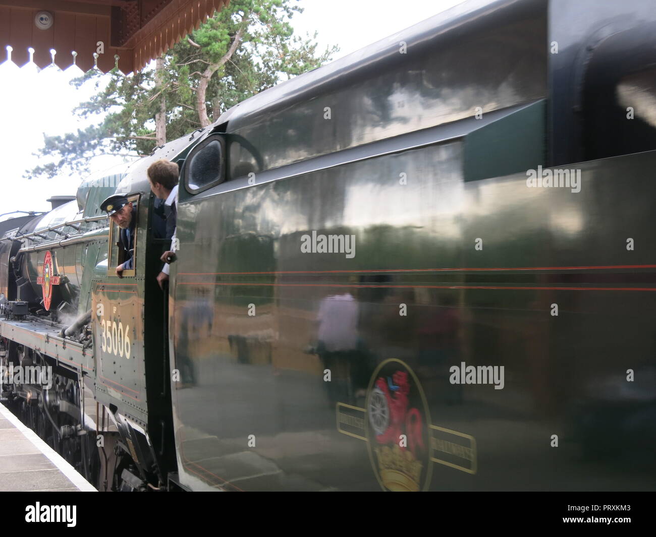 Alongside steam loco 35006 in its fine green livery at Broadway station ...
