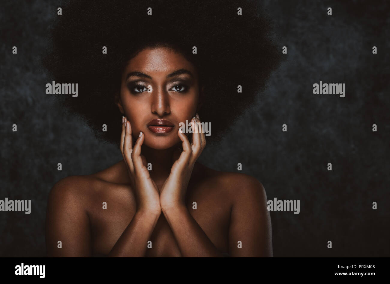 Beautiful black woman, beauty studio set Stock Photo - Alamy
