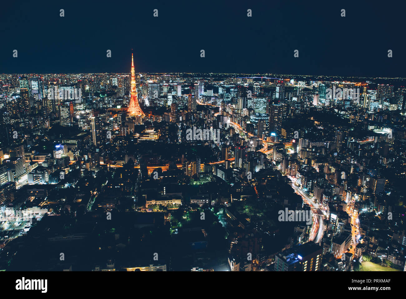 Tokyo skyline and buildings from above, view of the Tokyo tower Stock ...