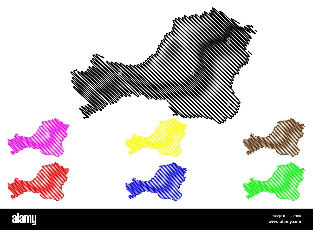 Tuva (Russia, Subjects of the Russian Federation, Republics of Russia) map vector illustration ...