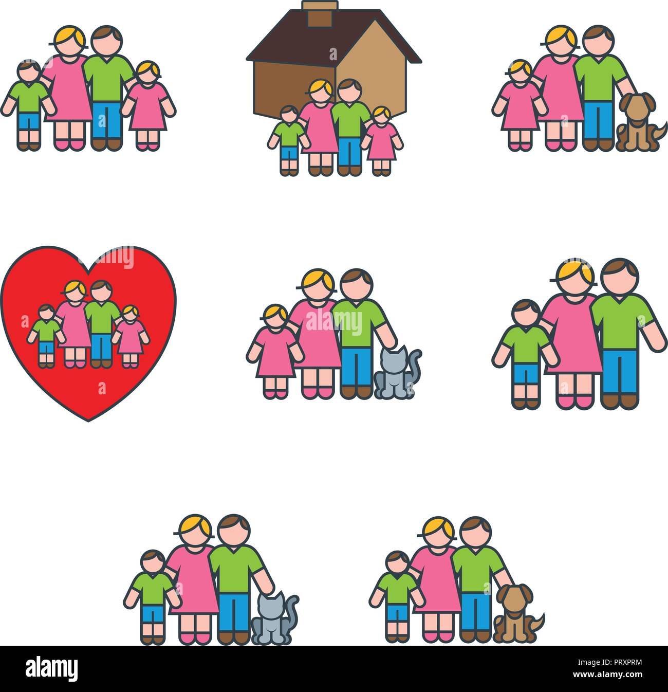 Boy parents cat Stock Vector Images - Alamy