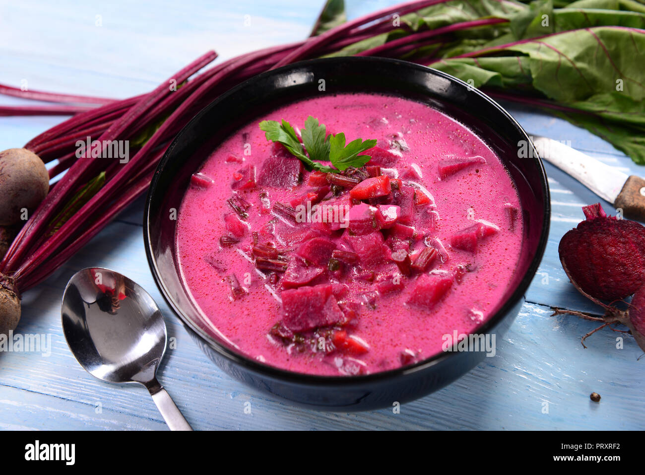 Beetroot creamy soup Stock Photo - Alamy