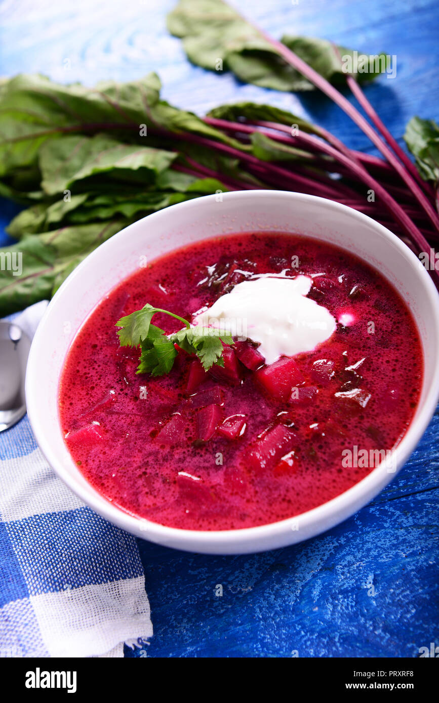 Beetroot creamy soup Stock Photo - Alamy