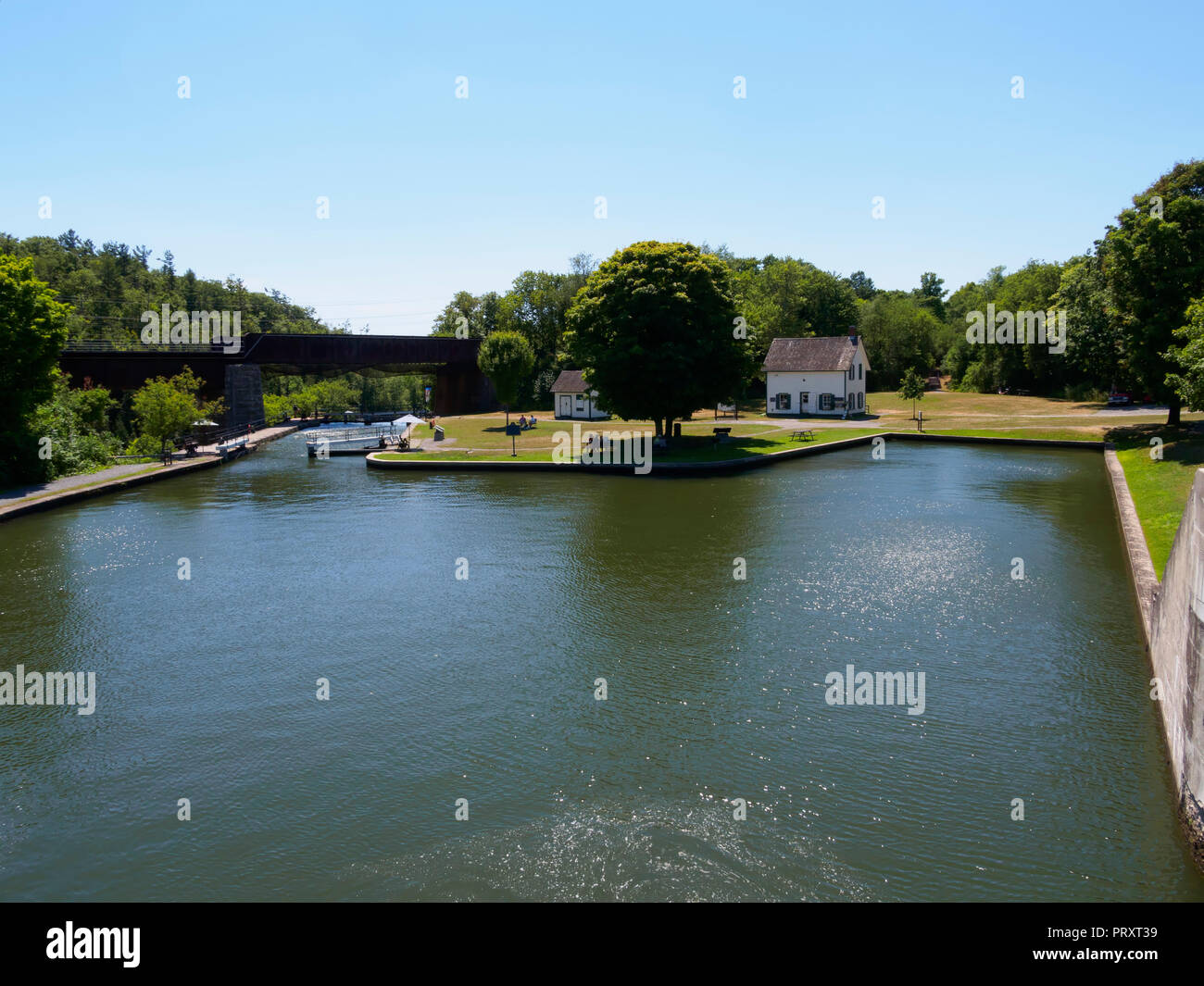 Kingston Mills locks turning basin, Rideau Canal, Ontario Stock Photo ...