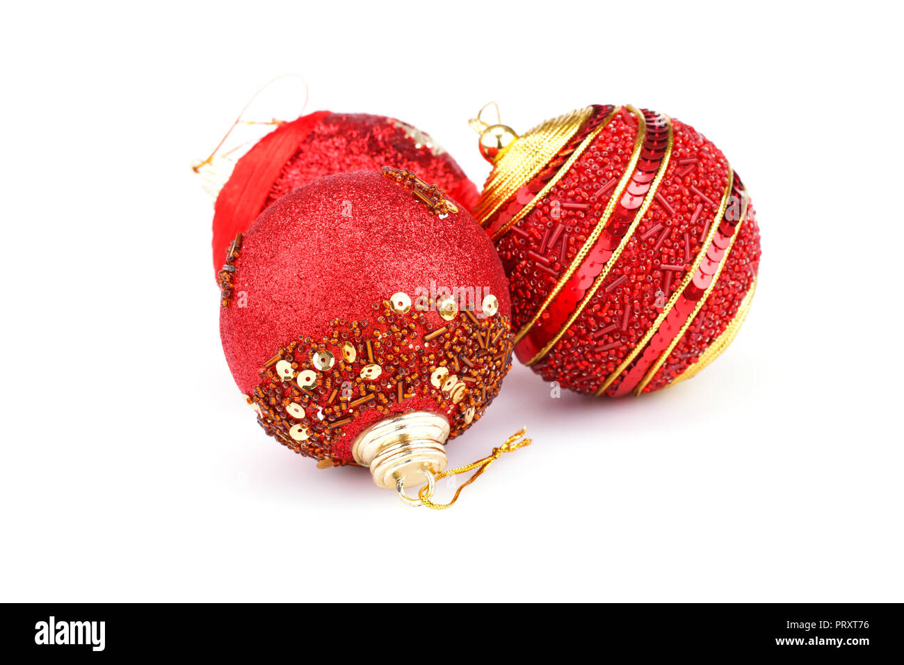 Christmas red balls isolated on white background Stock Photo - Alamy