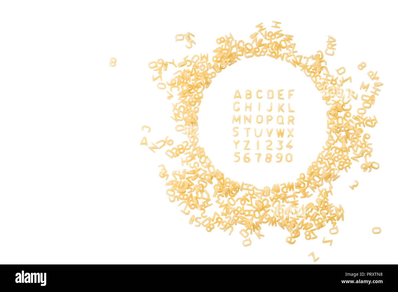 Alphabet made of macaroni letters isolated on white background with ...