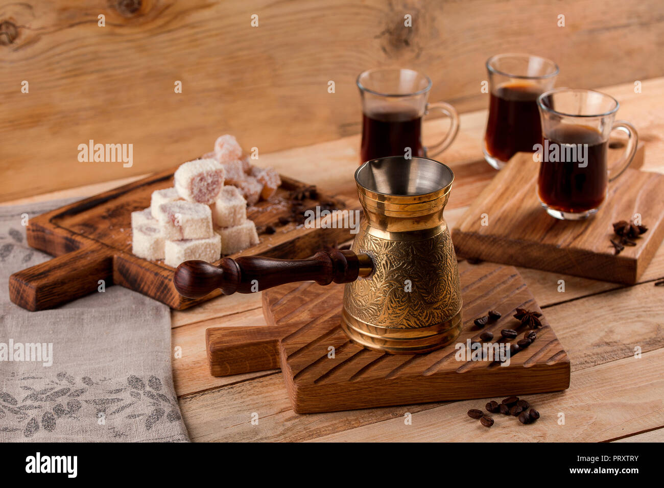 turkish coffee into traditional embossed metal turk. metal turk and ...