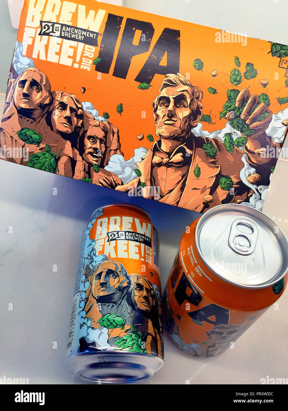 Brew Free! IPA beer six pack container and cans, USA Stock Photo - Alamy