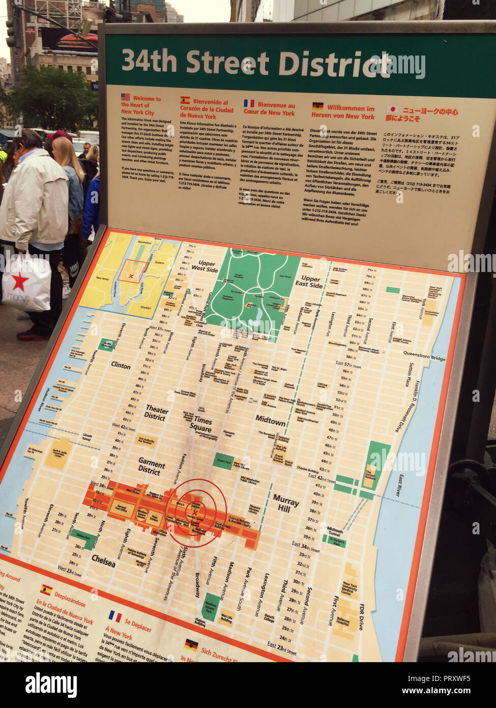 Street map of 34th Street district in New York City, USA Stock Photo ...