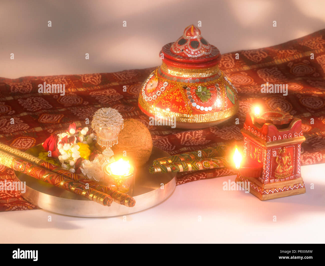 A STILL LIFE OF DASSERA FESTIVAL OBJECTS IN MUMBAI INDIA SHOWING A ...