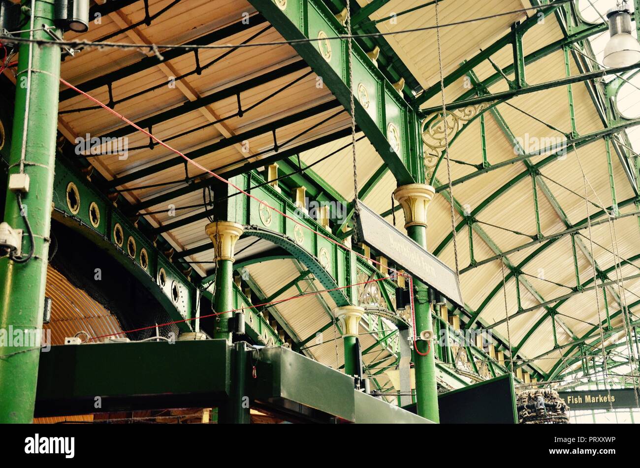 Victorian, wrought-iron roof of Borough Market, Southwark, London ...