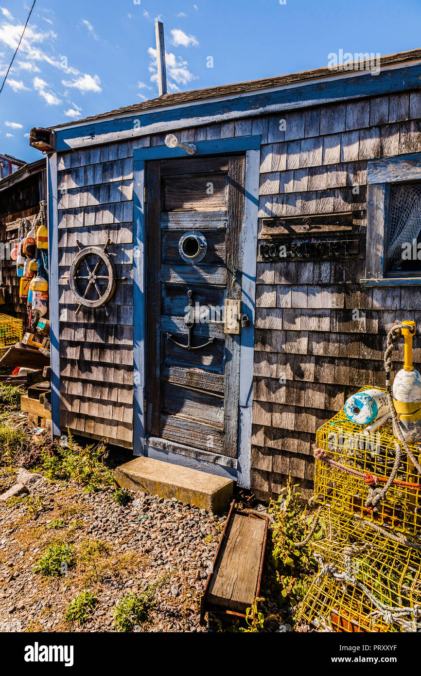Fishing Shack Bear Skin Neck Rockport, Massachusetts, USA Stock Photo ...