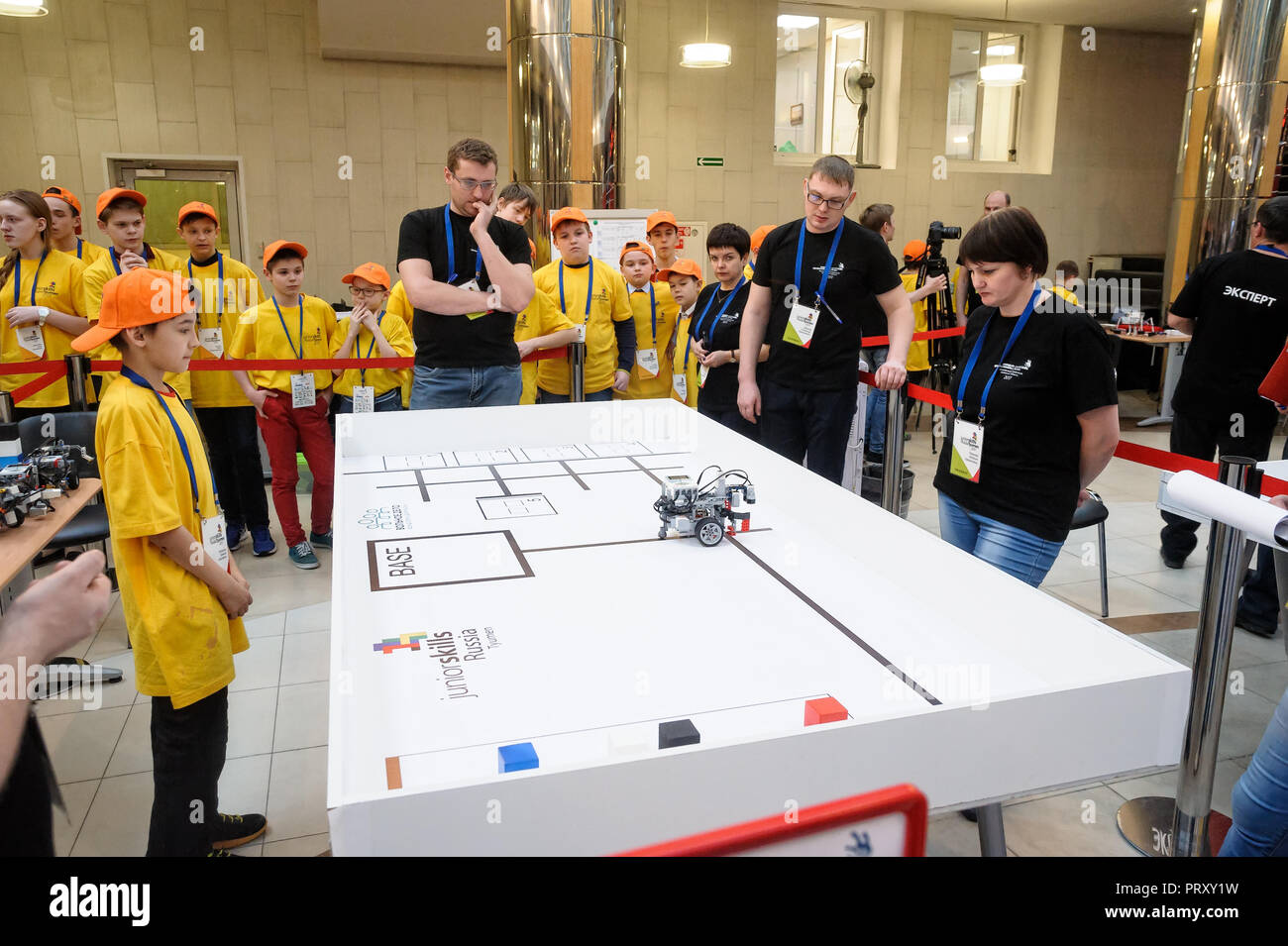 Child and robot student robotic competition hi-res stock photography ...
