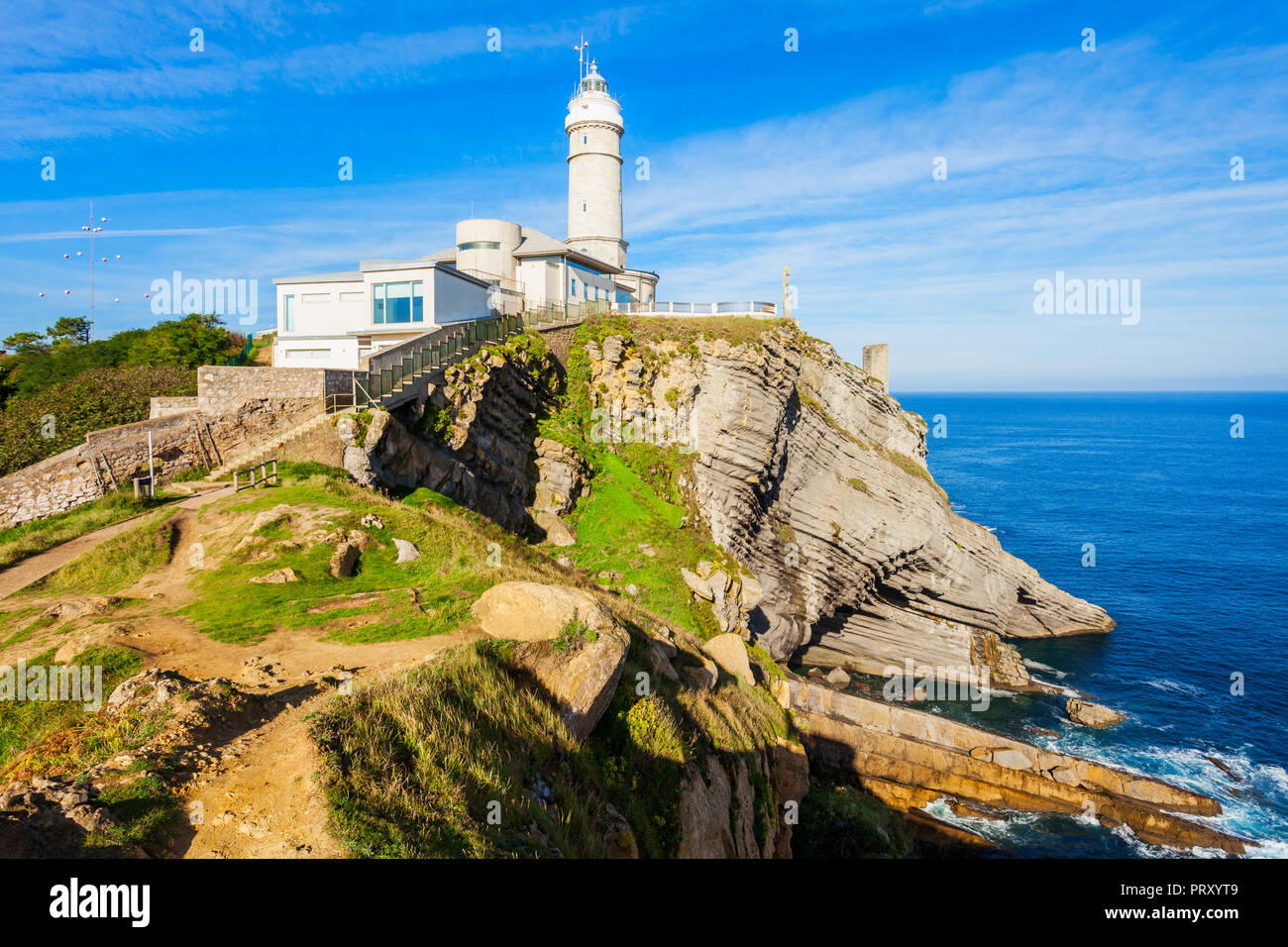 Faro Cabo Mayor lighthouse in Santander city, Cantabria region of Spain ...