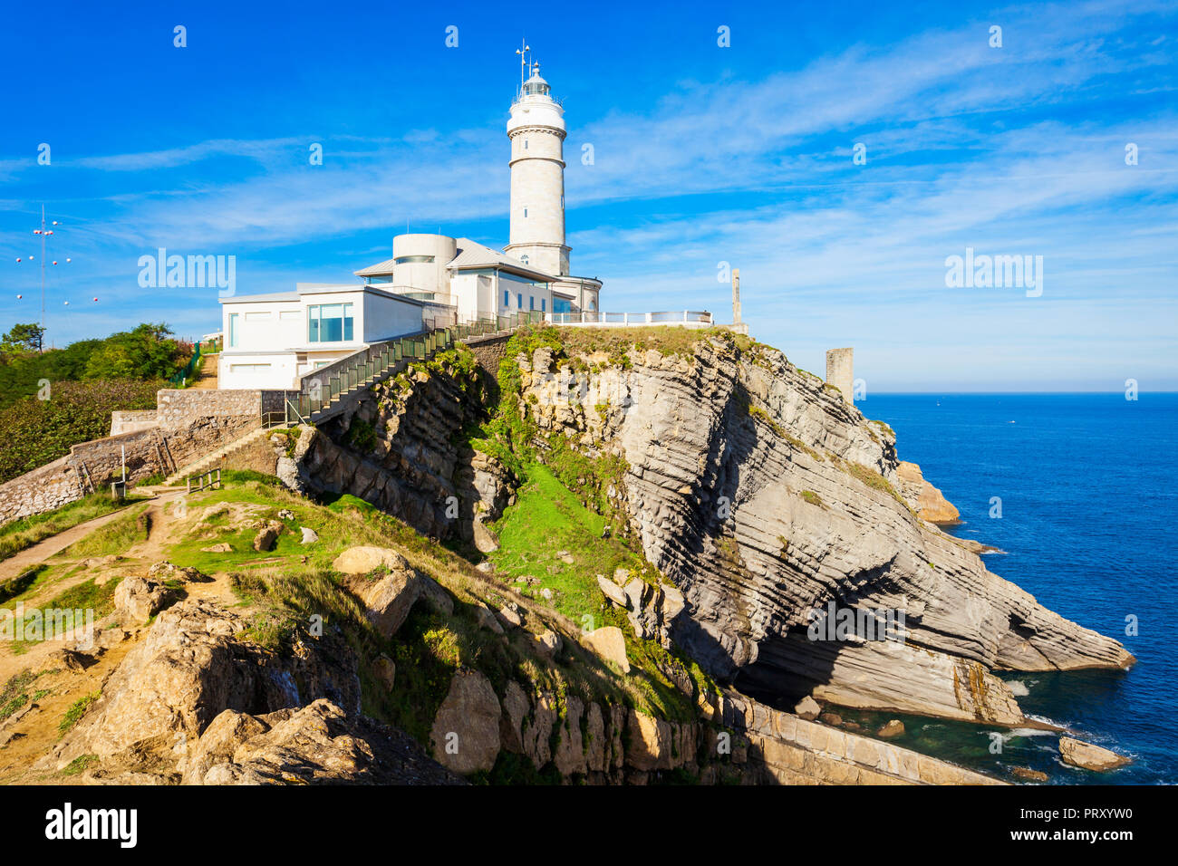 Faro Cabo Mayor lighthouse in Santander city, Cantabria region of Spain ...