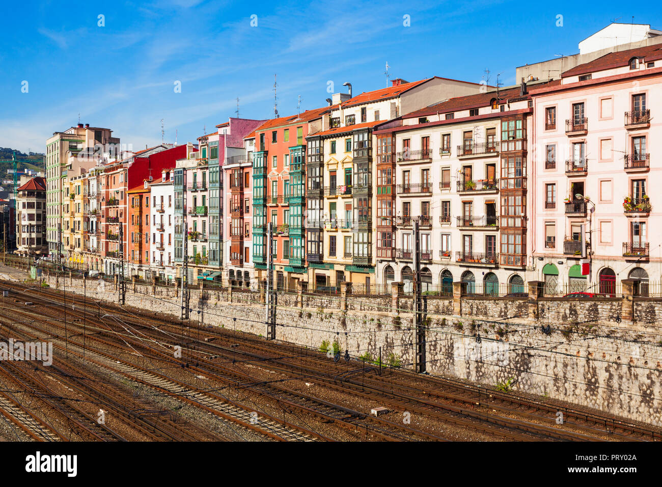 Buildings in the centre of Bilbao, largest city in the Basque Country ...